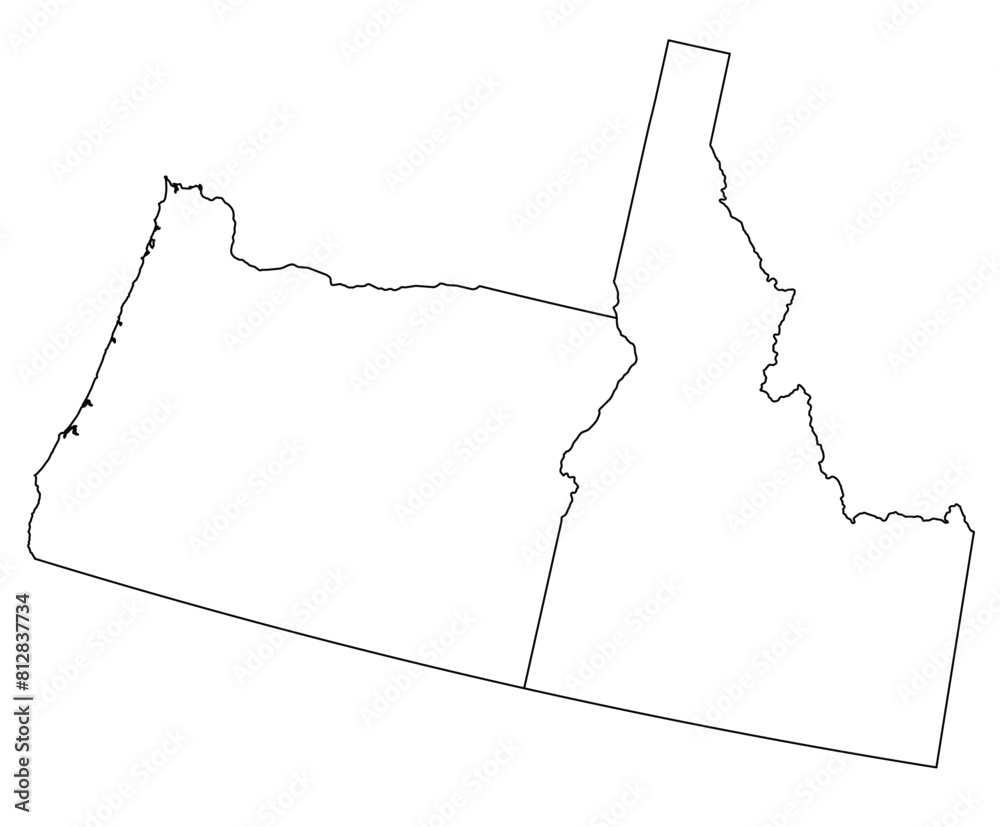 Map of the US states with districts. Map of the U.S. state of Oregon ...