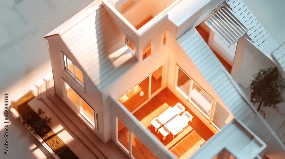 Volumetric project of house Layout of a house with an open roof ...