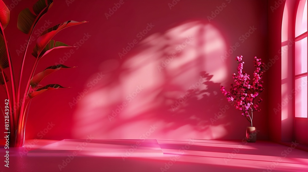 Abstract red studio background for product presentation Empty room with ...