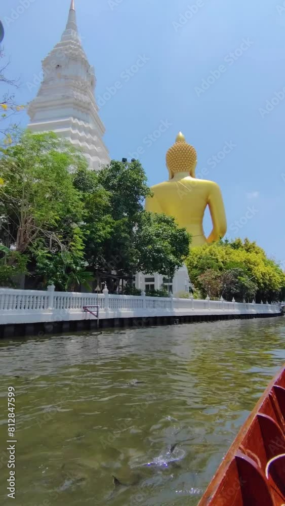 Big Golden Buddha Statue in Wat Pak Nam Phasi Charoen or Pak Nam Temple ...
