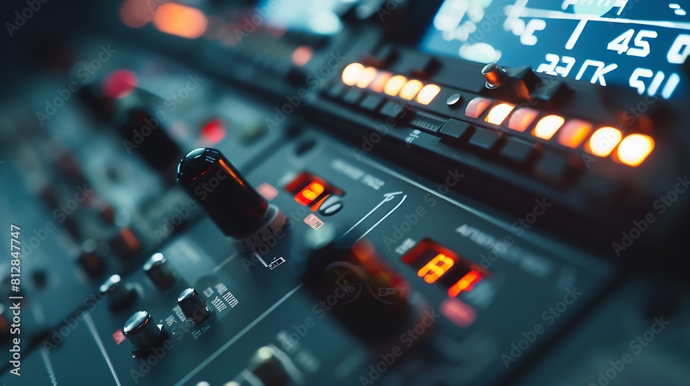 Emergency frequency selected active in the radio panel of modern jet ...