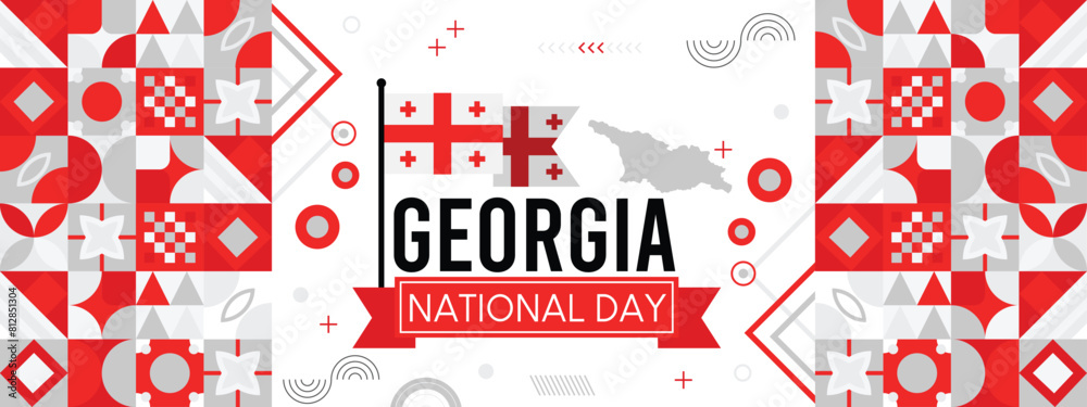Georgia national day banner with map, flag colors theme background and ...