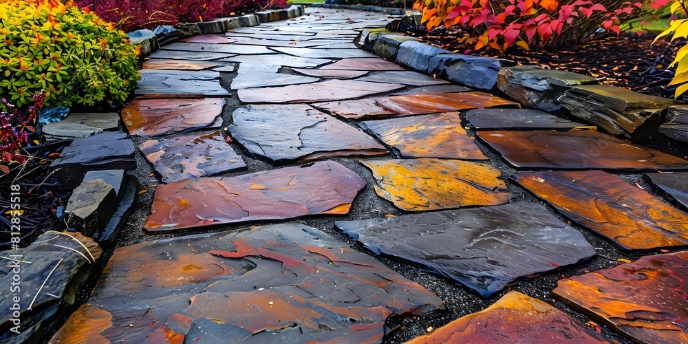 Using Slate Paving Stones to Create a Pathway. Concept Garden Design ...