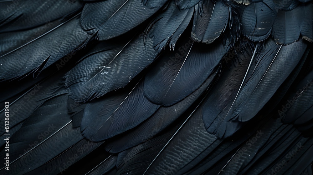 Halloween background with black raven feathers on dark grunge backdrop ...
