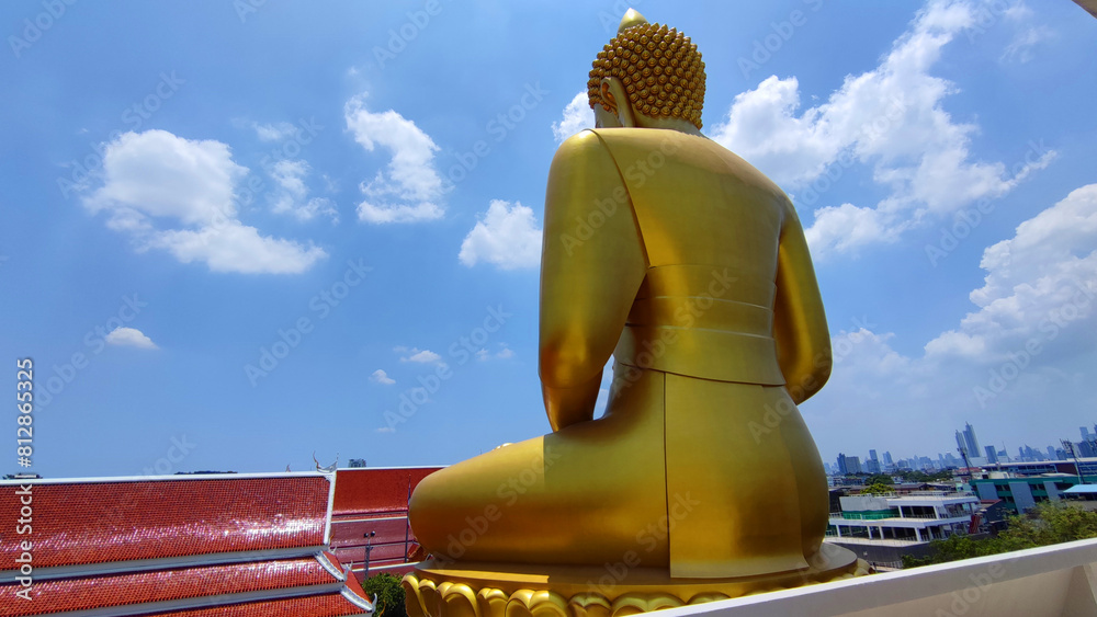 Big Golden Buddha Statue in Wat Pak Nam Phasi Charoen or Pak Nam Temple ...
