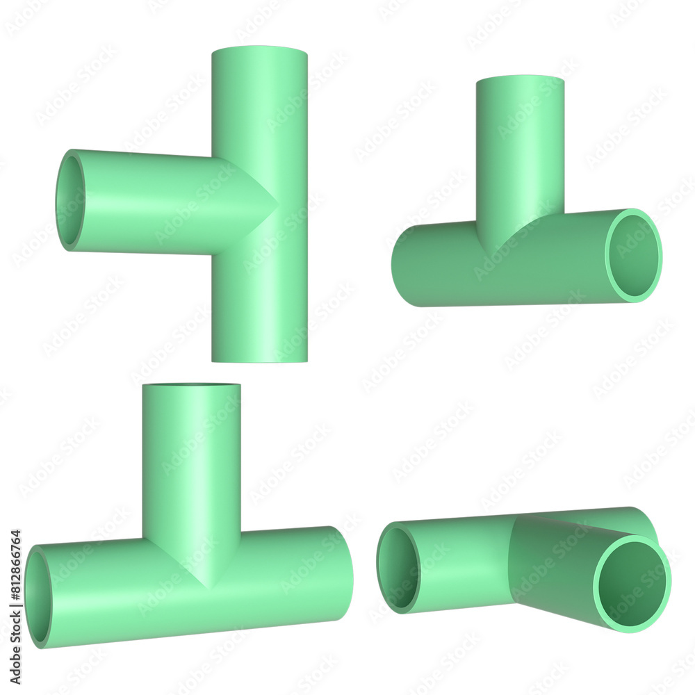 3d realistic T type PVC PPR pipe rendering. Stock Illustration | Adobe ...