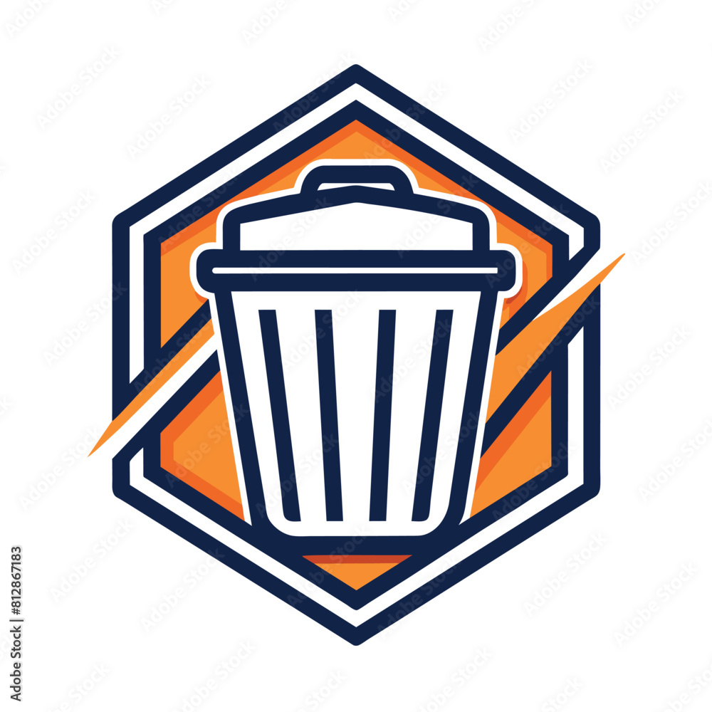 A modern trash can with a hexagonal shape, designed for efficient waste ...