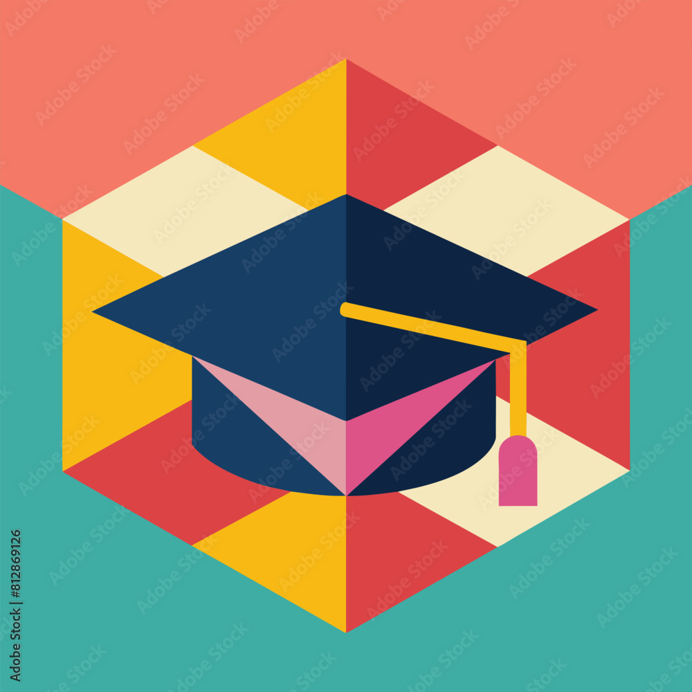 A black graduation cap with a golden tassel placed on top of it, A ...