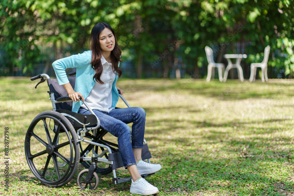 Depressed sad asian woman in wheelchair lonely disabled adult Stock ...