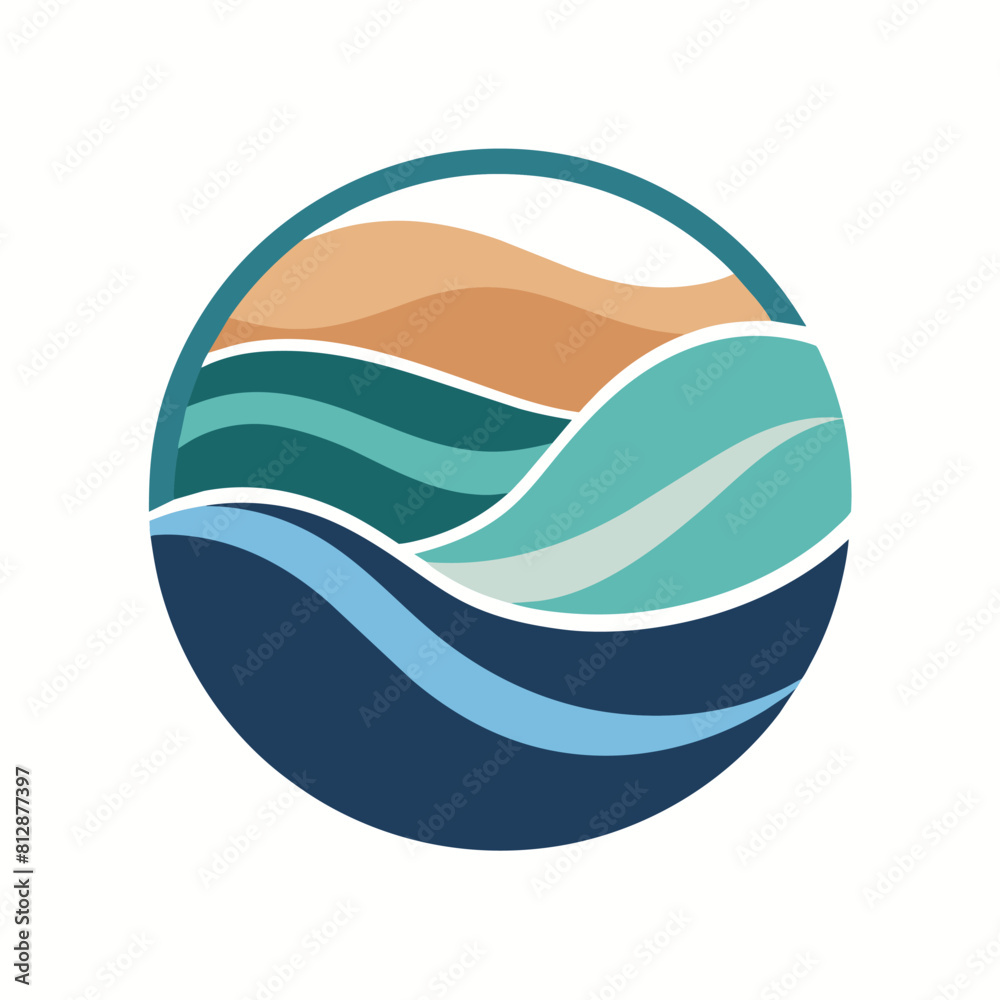 Logo featuring abstract waves in soothing hues for a water company with ...