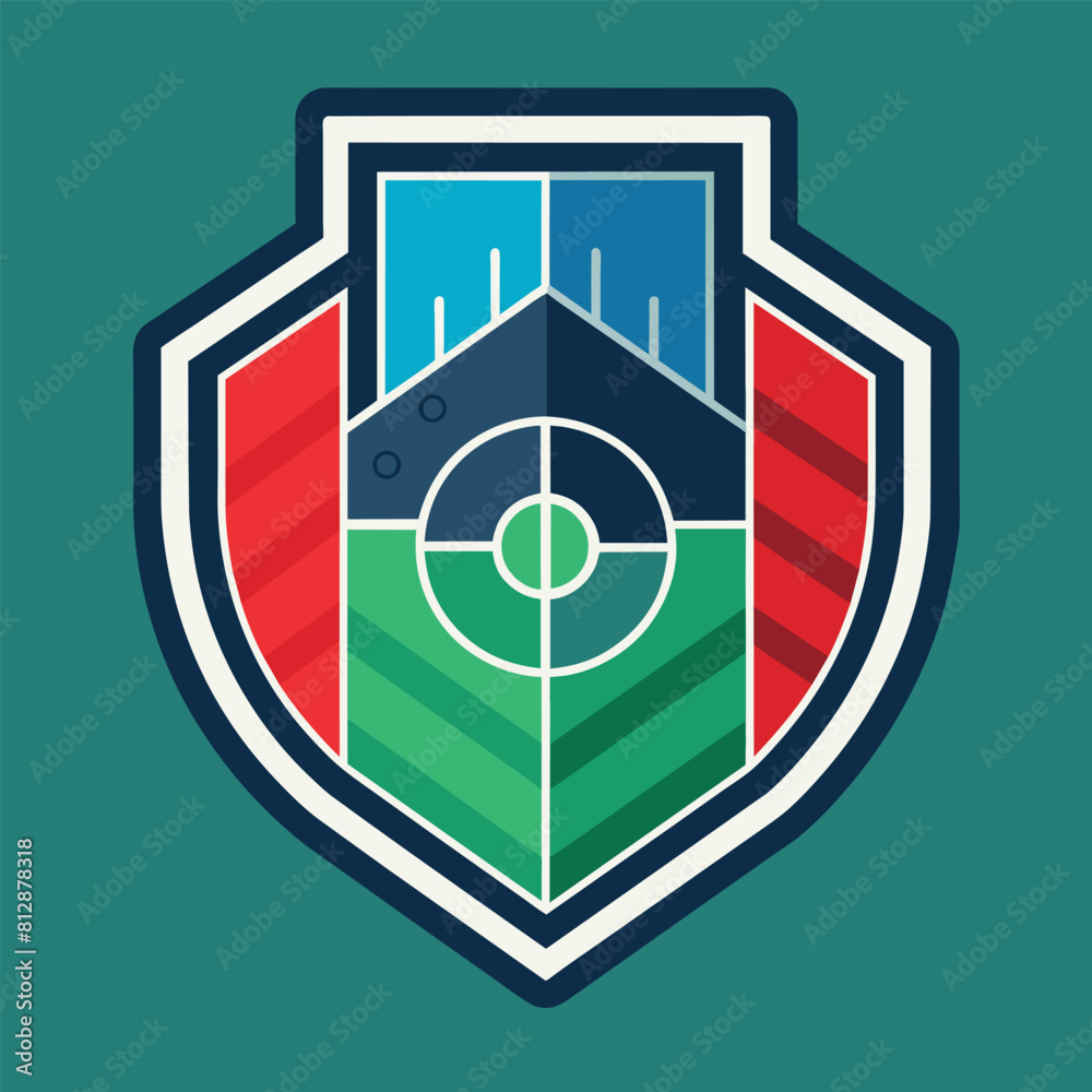 Abstract representation of a soccer field with vibrant colors and ...