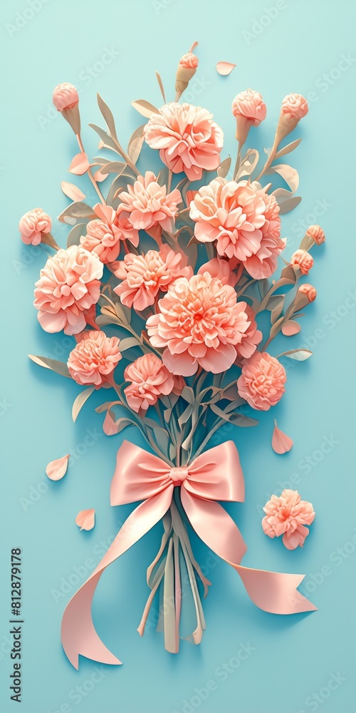 Clay style: bouquet of carnation flowers with clay texture and texture ...