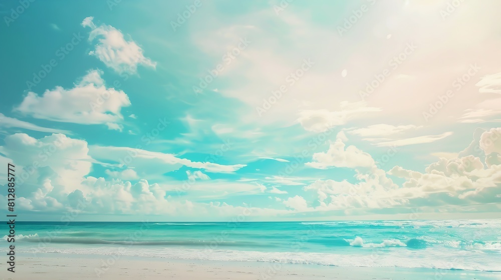 Beautiful tropical beach with blue sky and white clouds abstract ...