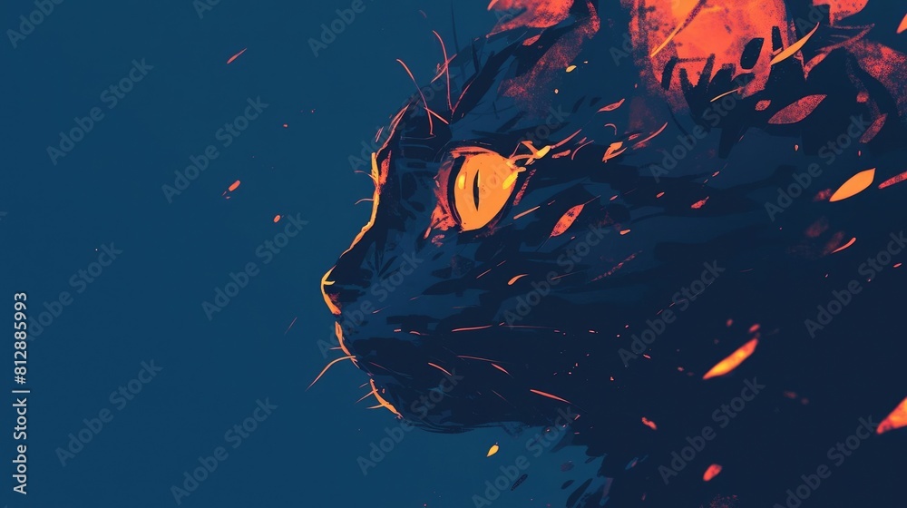 animal chart resembling a faint glowing ember, placed low on a dark ...