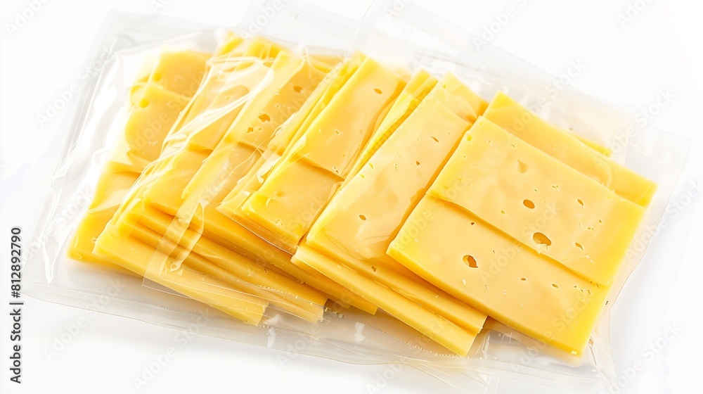 cheese slices isolated on white background sliced cheese in plastic ...