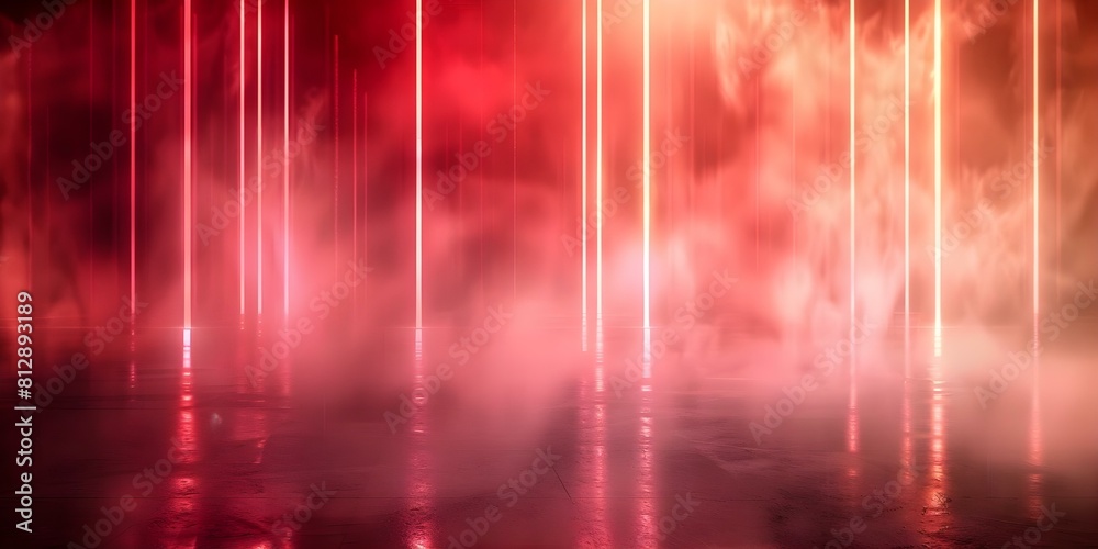 Neon lights in sepia colors create a futuristic glow in dark room ...