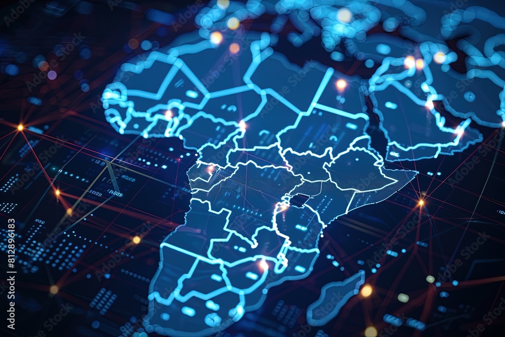Global Network Across Africa Representing Smart Choices, Digital Map of ...