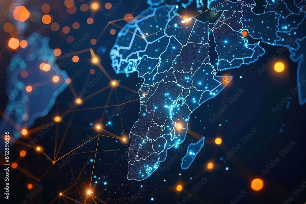Global Network Across Africa Representing Smart Choices, Digital Map of ...