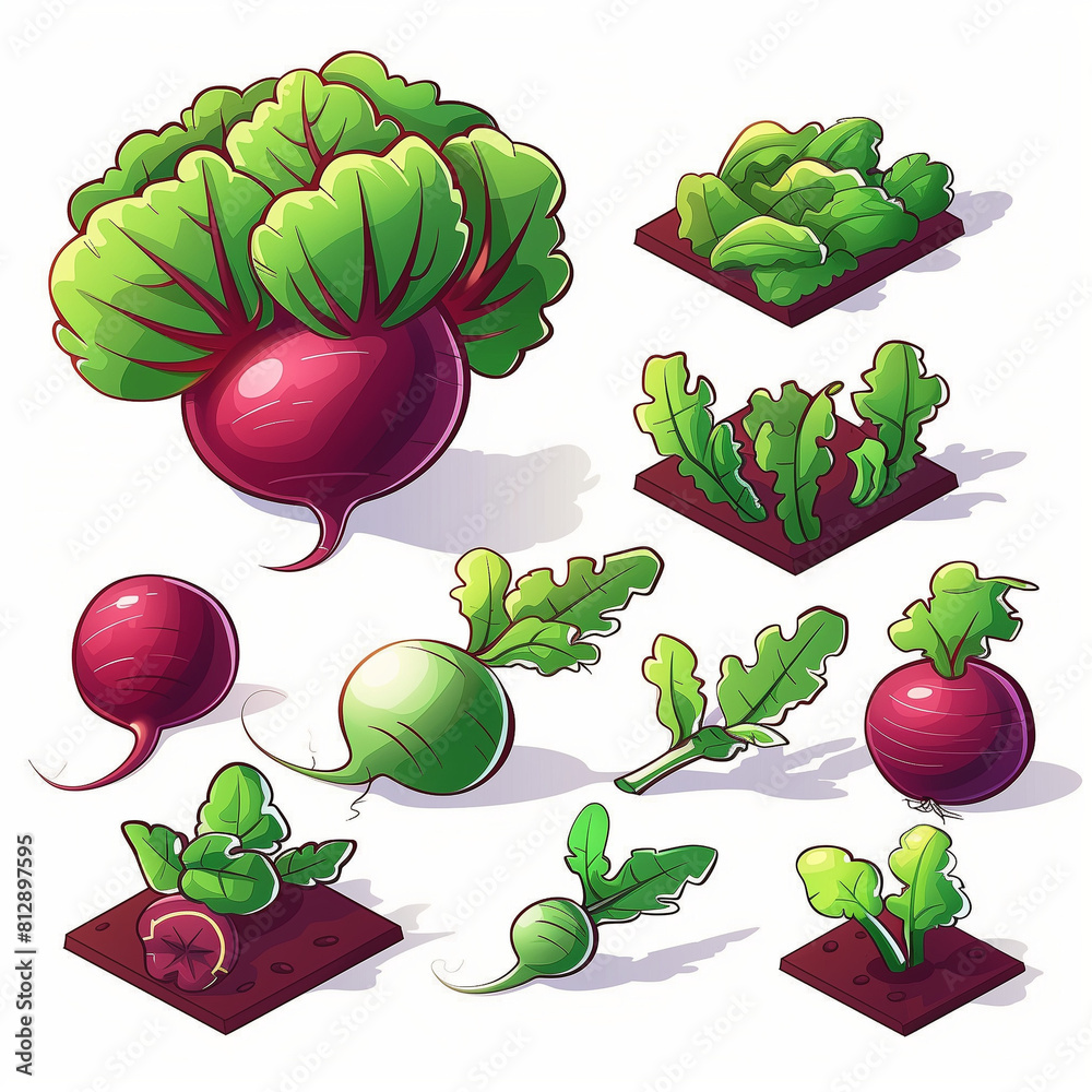 Vivid Beets: Richly Colored Vegetable Sprites for Game Gardens Stock ...