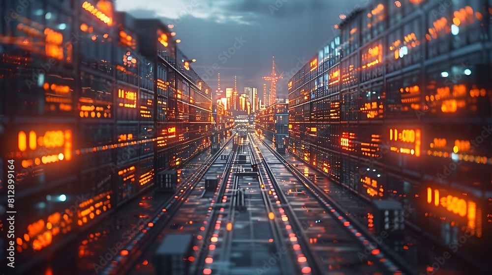 Advanced logistics software monitor displaying high-resolution data on ...