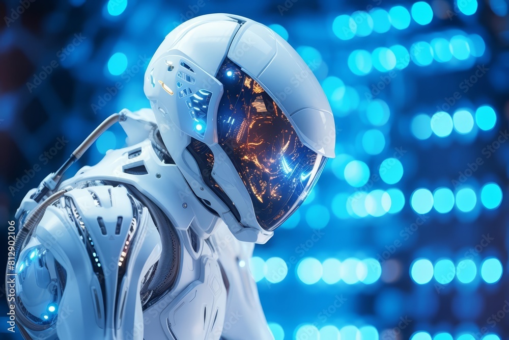 Futuristic cyber of ant in an astronaut suit, exploring a space station ...