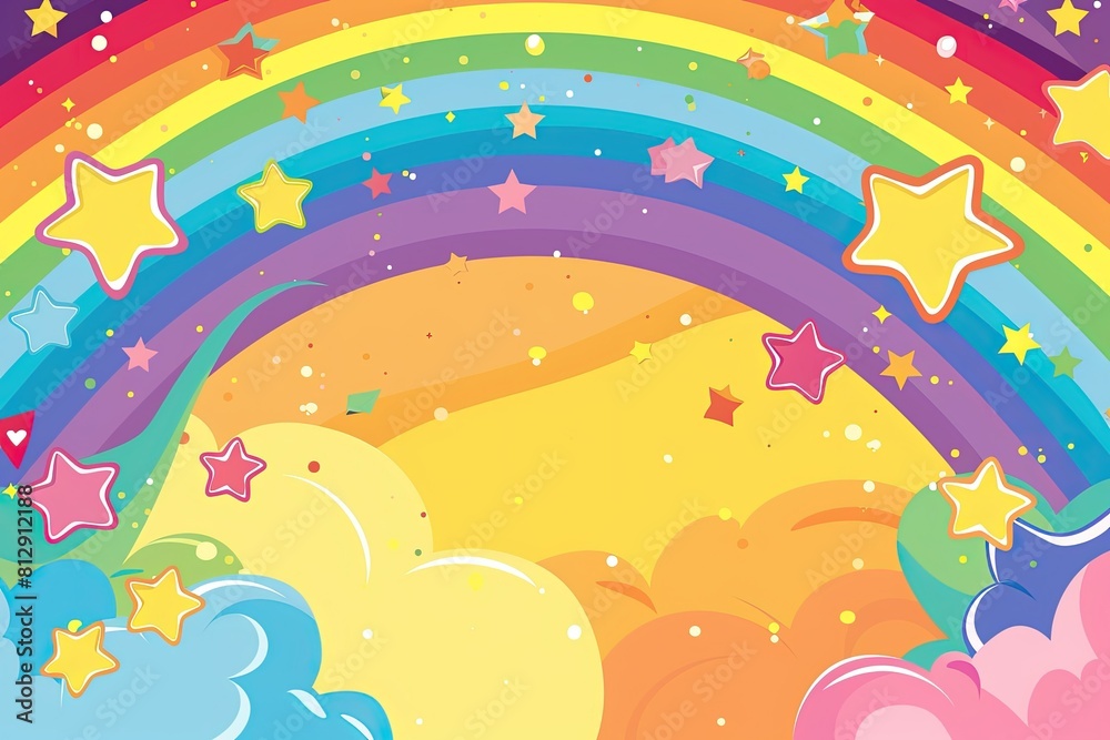 Cute Cartoon Frame Design with Blue Background and Star Border ...