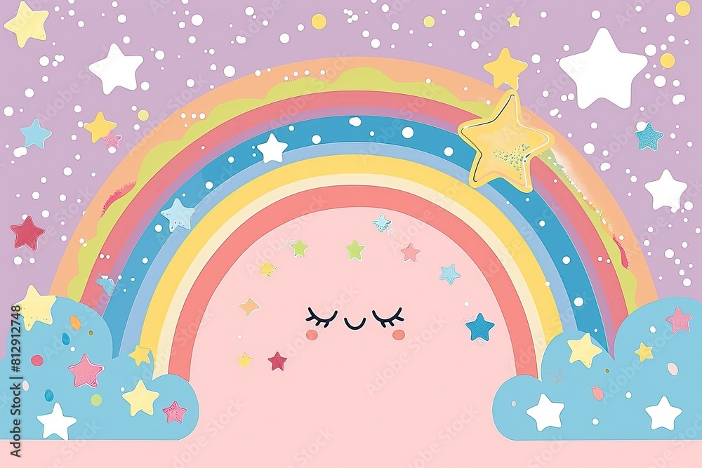 Cute Cartoon Frame Design with Blue Background and Star Border ...