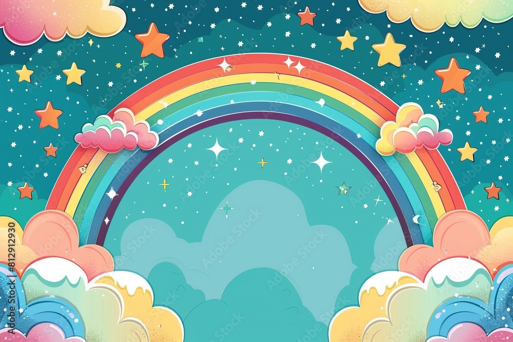 Cute Cartoon Frame Design with Blue Background and Star Border ...