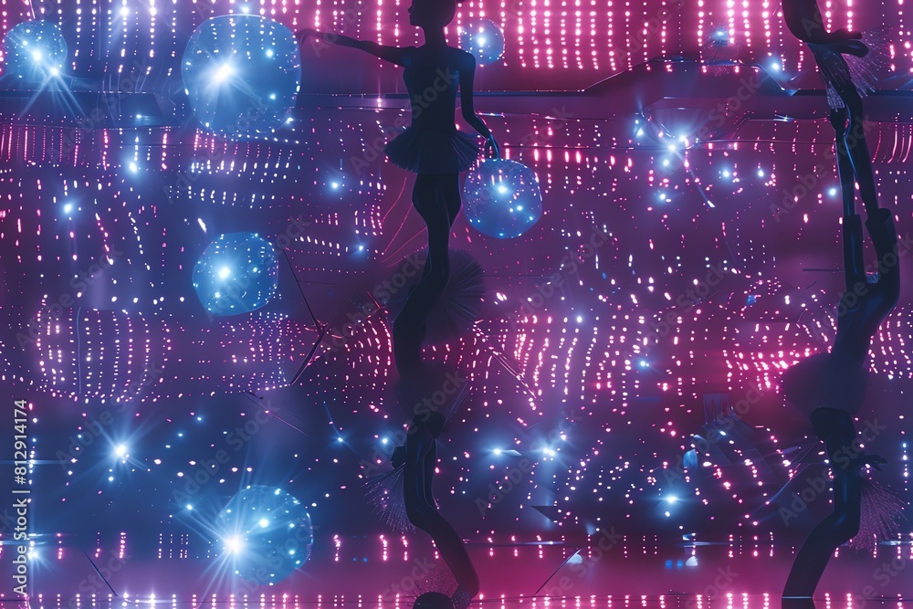 Illustrate a futuristic scene with robotic ballet dancers elegantly ...