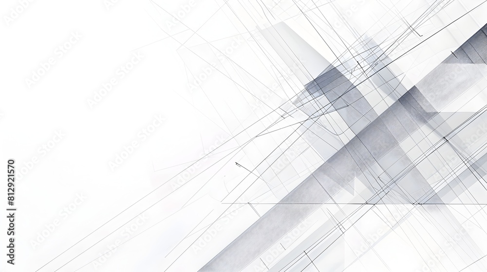 Abstract Blueprint Inspired Geometric Composition with Intersecting ...