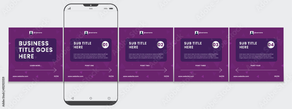 Set of LinkedIn carousel post, social media Instagram carousel post ...