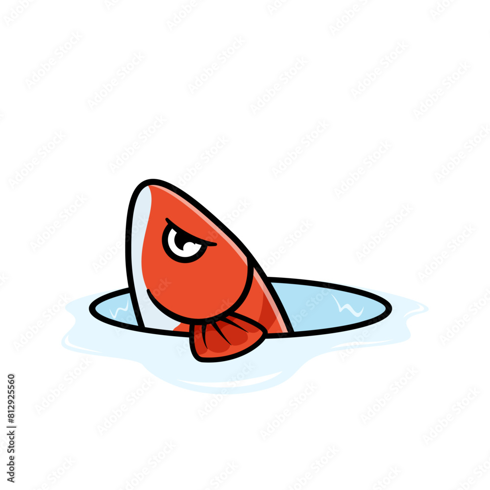 cartoon illustration design of an angry fish coming out of an ice hole ...