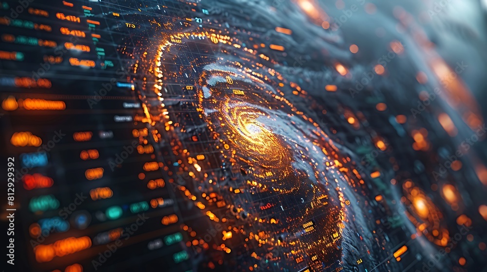 Close-up of a high-definition monitor displaying an interactive weather ...