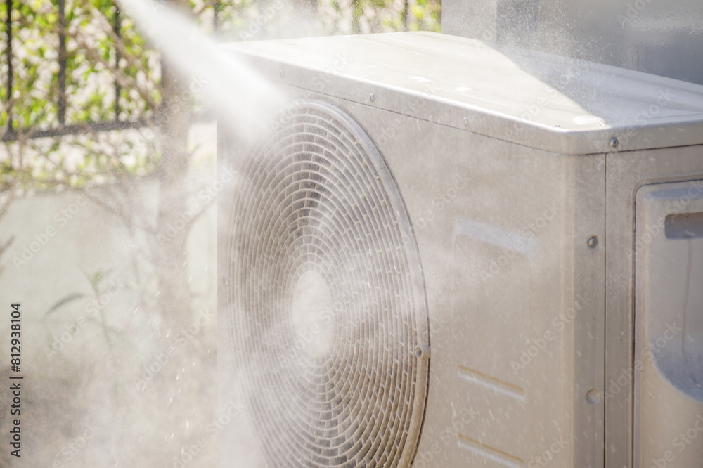 air conditioning compressor outdoor unit cleaning service with water ...