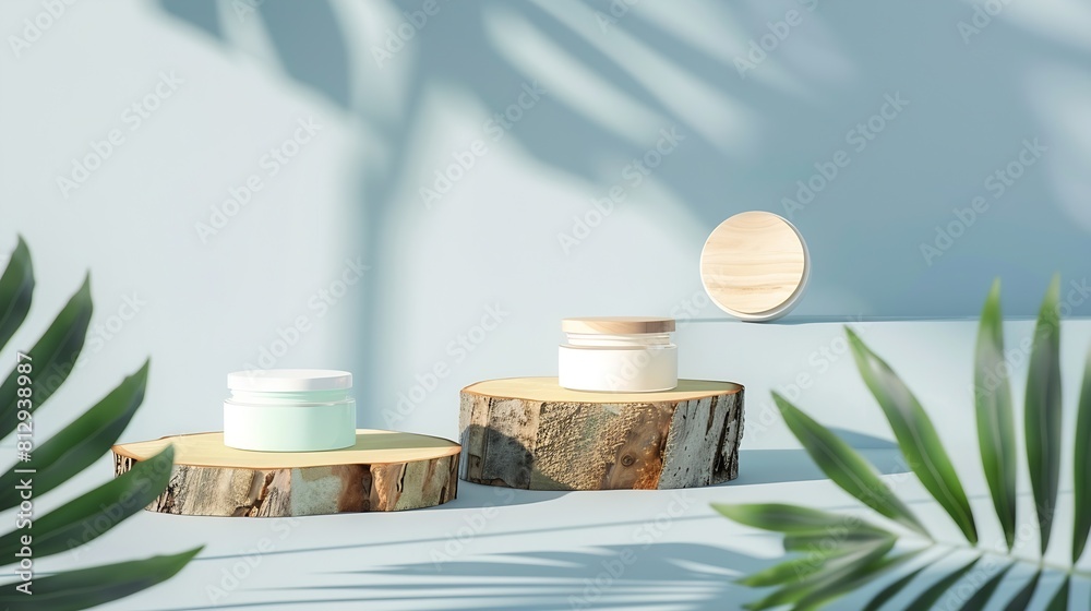 Two cosmetic product podiums mockup Background for presentation of ...