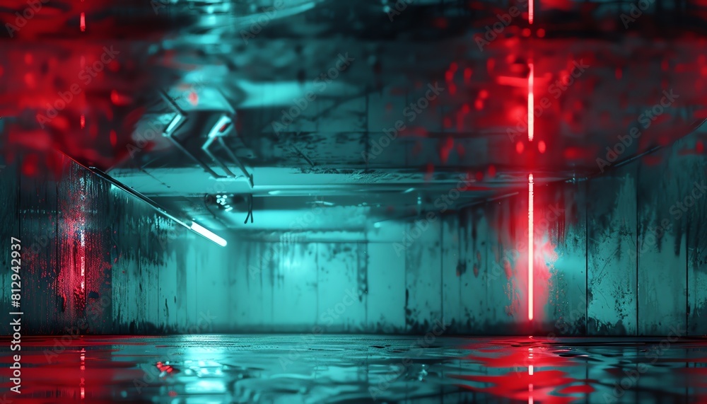 Capture the essence of futuristic terror with a tilted angle ...