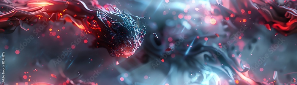Design a surrealistic digital painting featuring a cybernetic creature ...