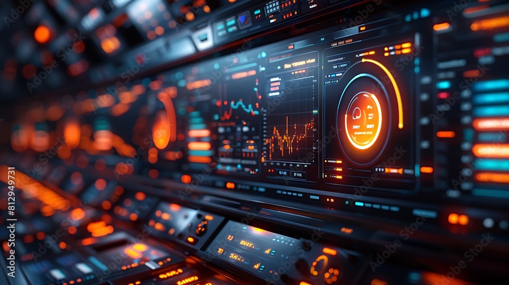 Hyperrealistic screen showing real-time digital marketing data ...