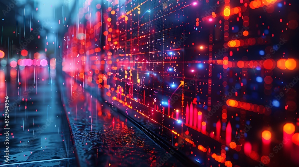 A hyperrealistic depiction of a weather forecast monitor displaying ...