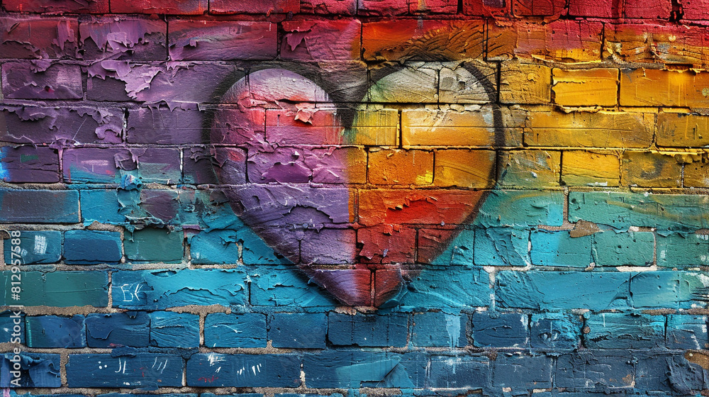 A vibrant graffiti art mural depicting a message of love and acceptance ...
