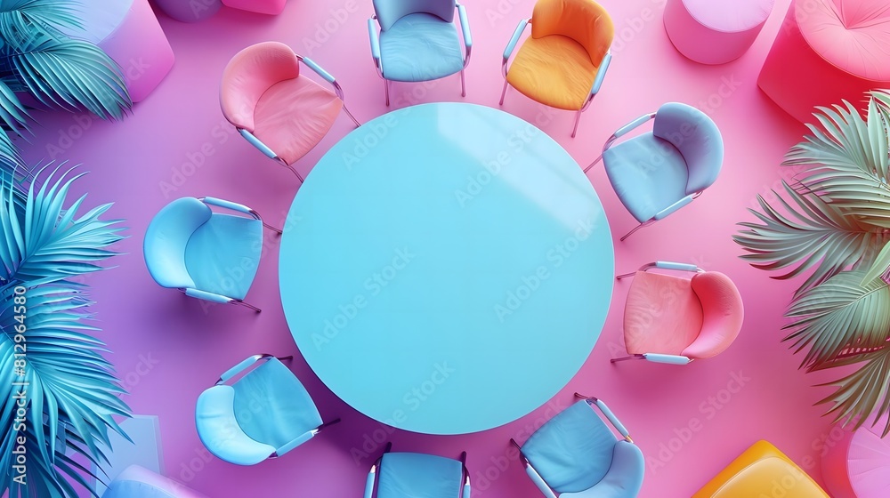 Meet and greet flat design top view welcoming new members theme 3D ...