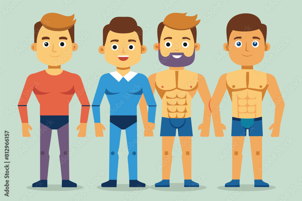 A group of three men standing side by side, Types of male body shapes ...