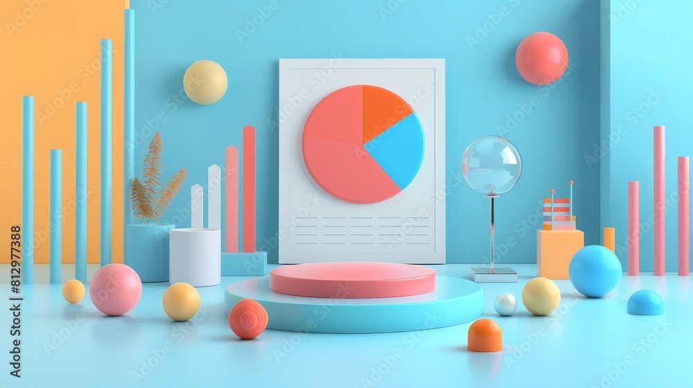 Predictive modeling flat design front view forecasting trends theme 3D render Complementary ...