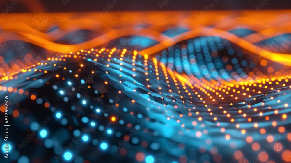 Quantum dots flat design front view photonics theme 3D render ...