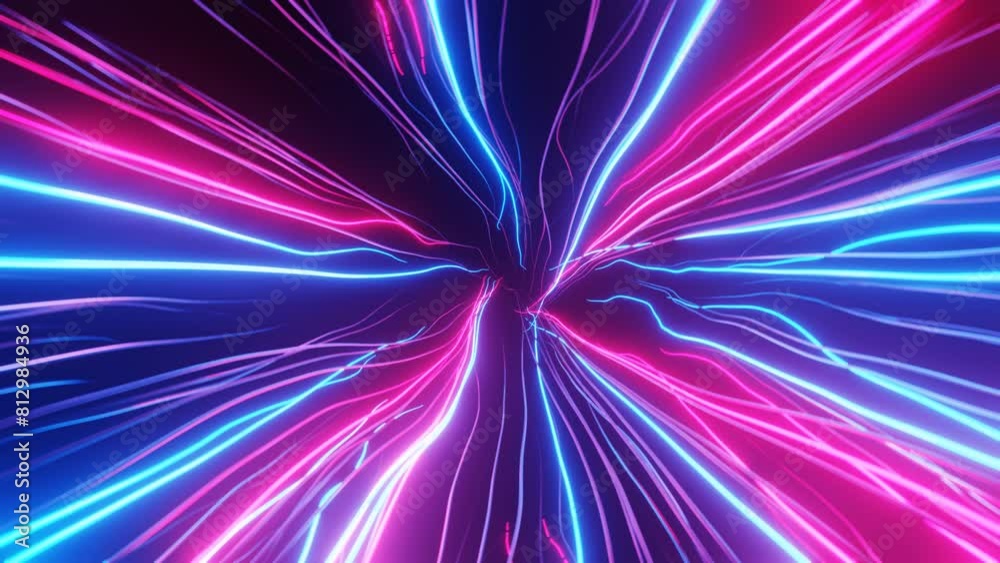 Abstract energy futuristic neon pink and blue light wires cables ...