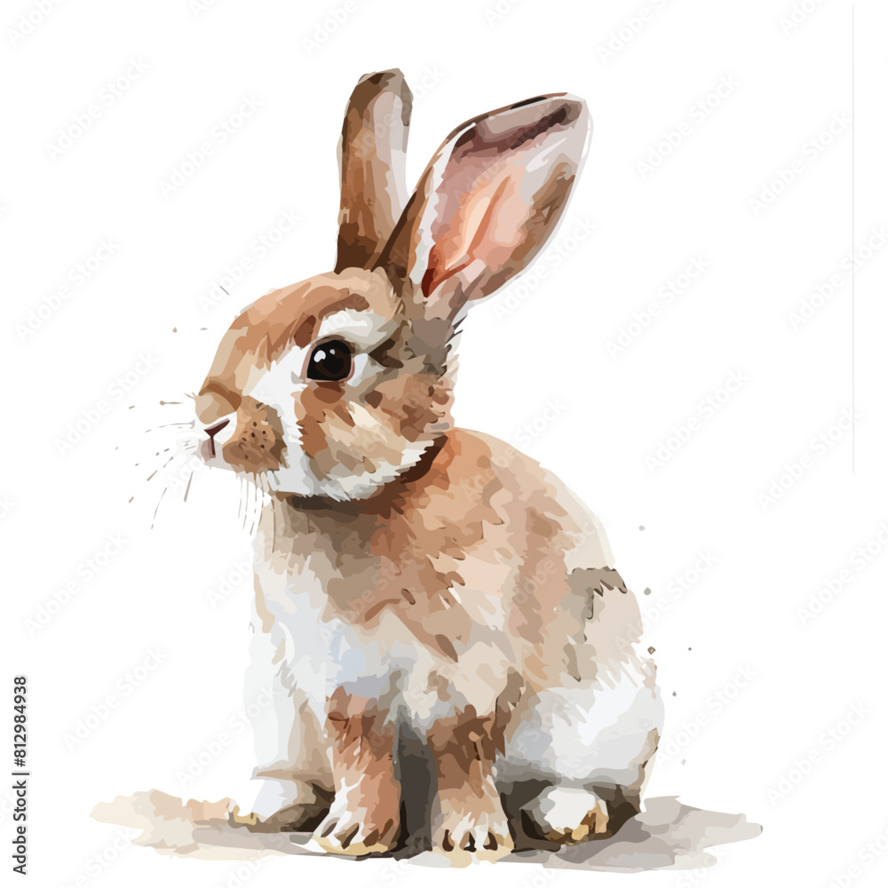 Watercolor clipart of a rabbit, isolated on a white background, rabbit ...