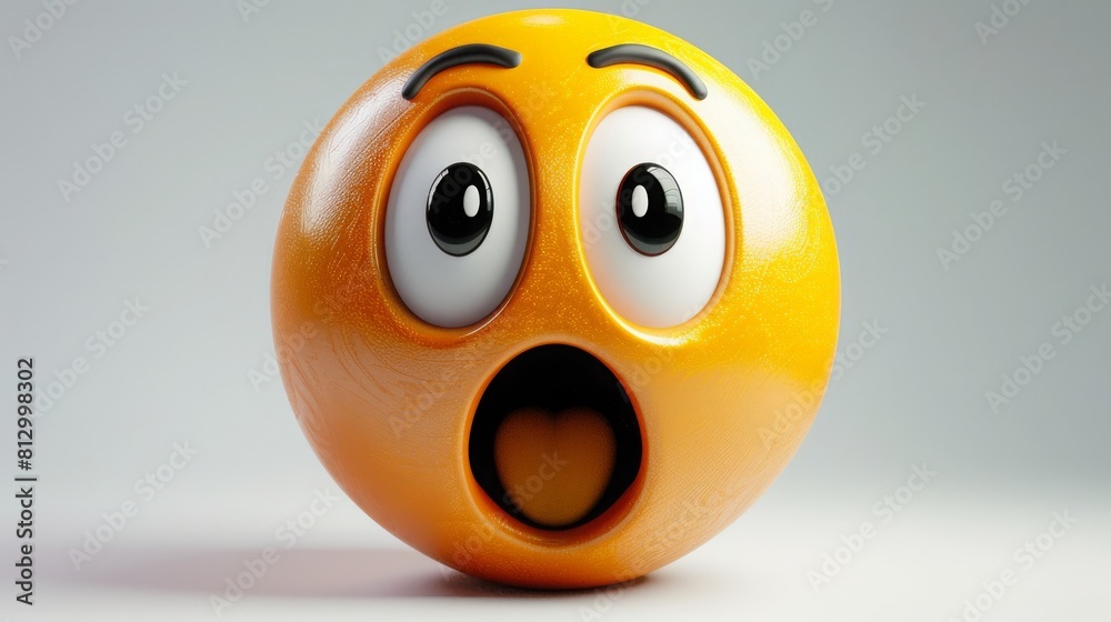 Surprise emoji face. surprised wow emoticon, cute shocked reaction with ...
