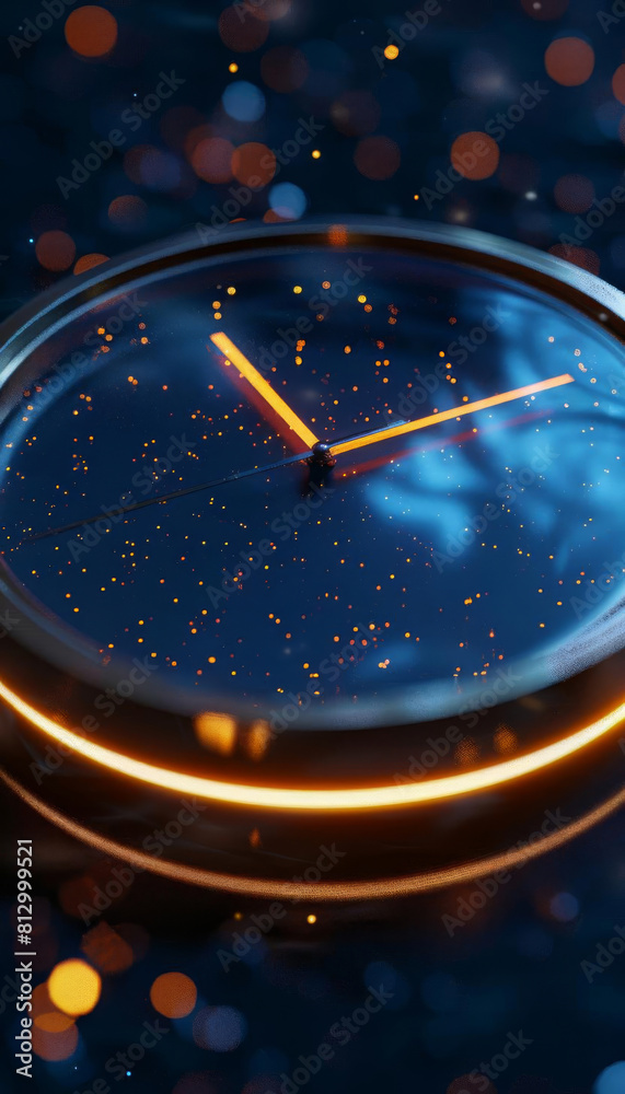 3D concept of a glowing NetZero countdown numberless clock, floating in ...