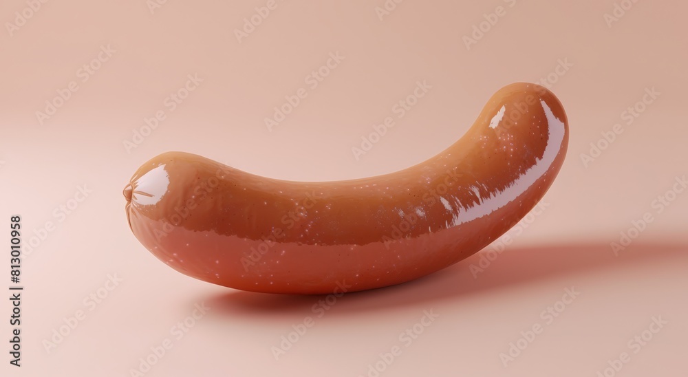 3D render of kielbasa sausage isolated on light pink backdrop, food ...