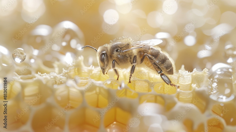 Larva of bee, selected for growing queen bee. Tool for picking larvae ...